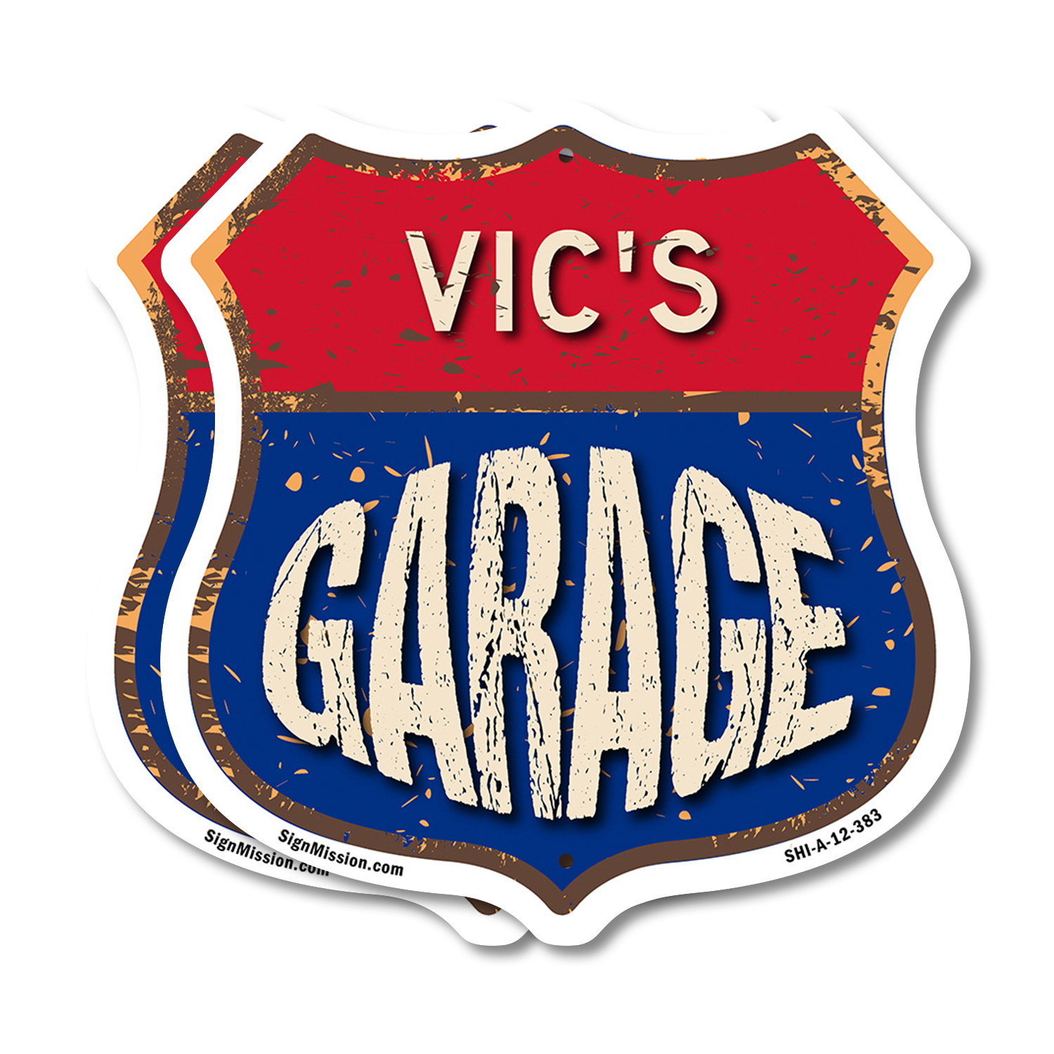 Vic's Garage (2 Pack) 12 inch X 12 inch Shield-Shaped Rust-Free ...