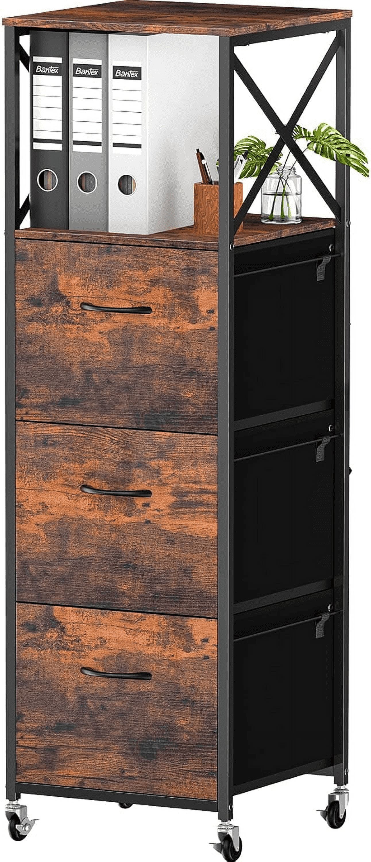 VicTsing 3 Drawers Vertical Wood File Cabinet, Mobile Filing Cabinet ...