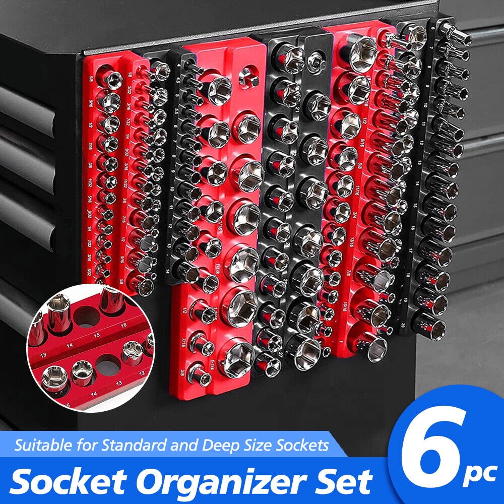 VicTsing Magnetic Socket Organizer Set 6 PC Socket Holder Kit 1/4'' 3/8 ...