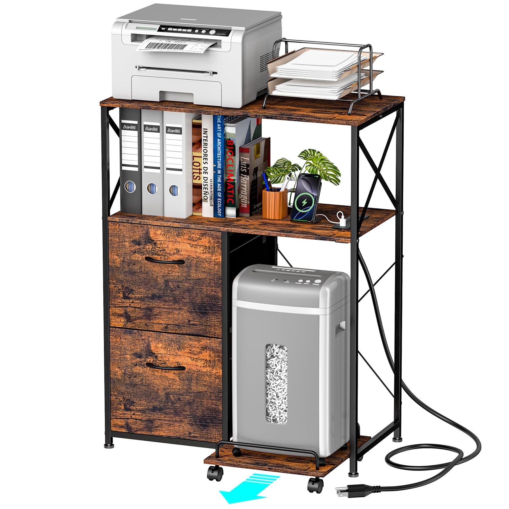 VicTsing Mobile Printer Stand with File Cabinets, Large Capacity ...