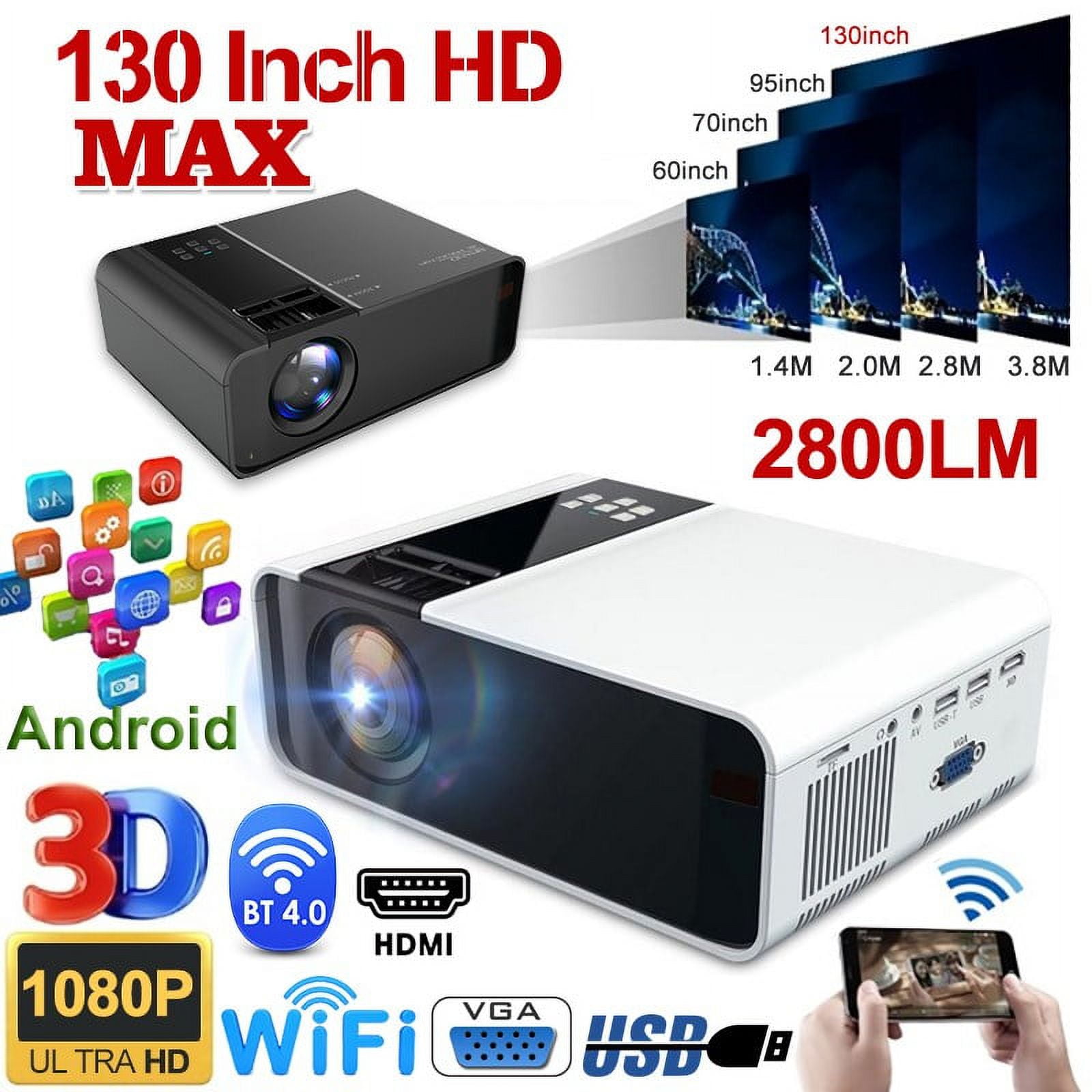 VicTsing Support HD 1080P Mini Projector 2800LM LED Android Projector ...