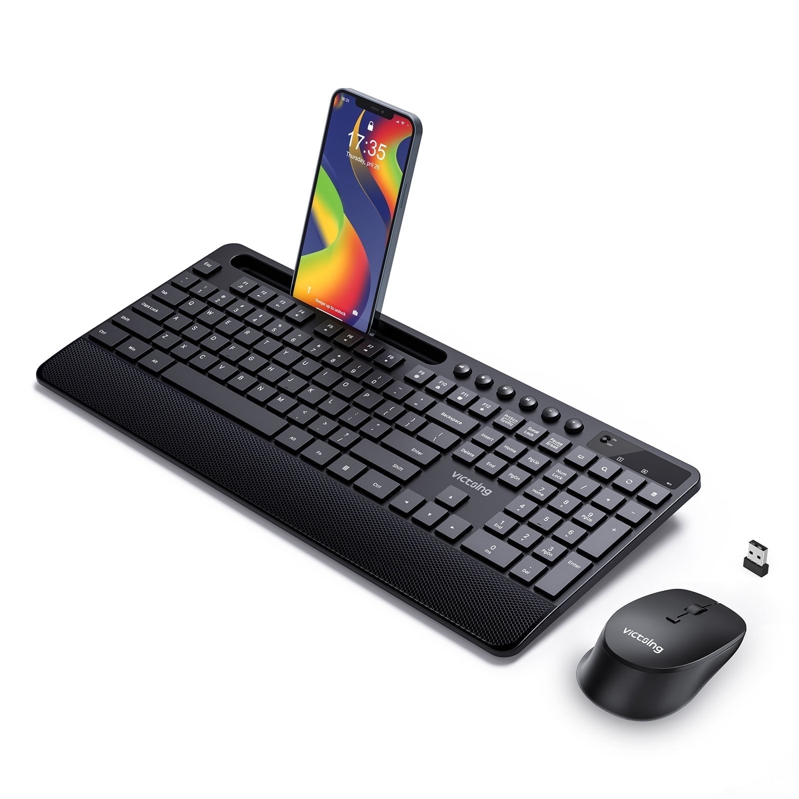 2.4GHz Full-Size Wireless Keyboard and Mouse Combo with Phone Tablet ...