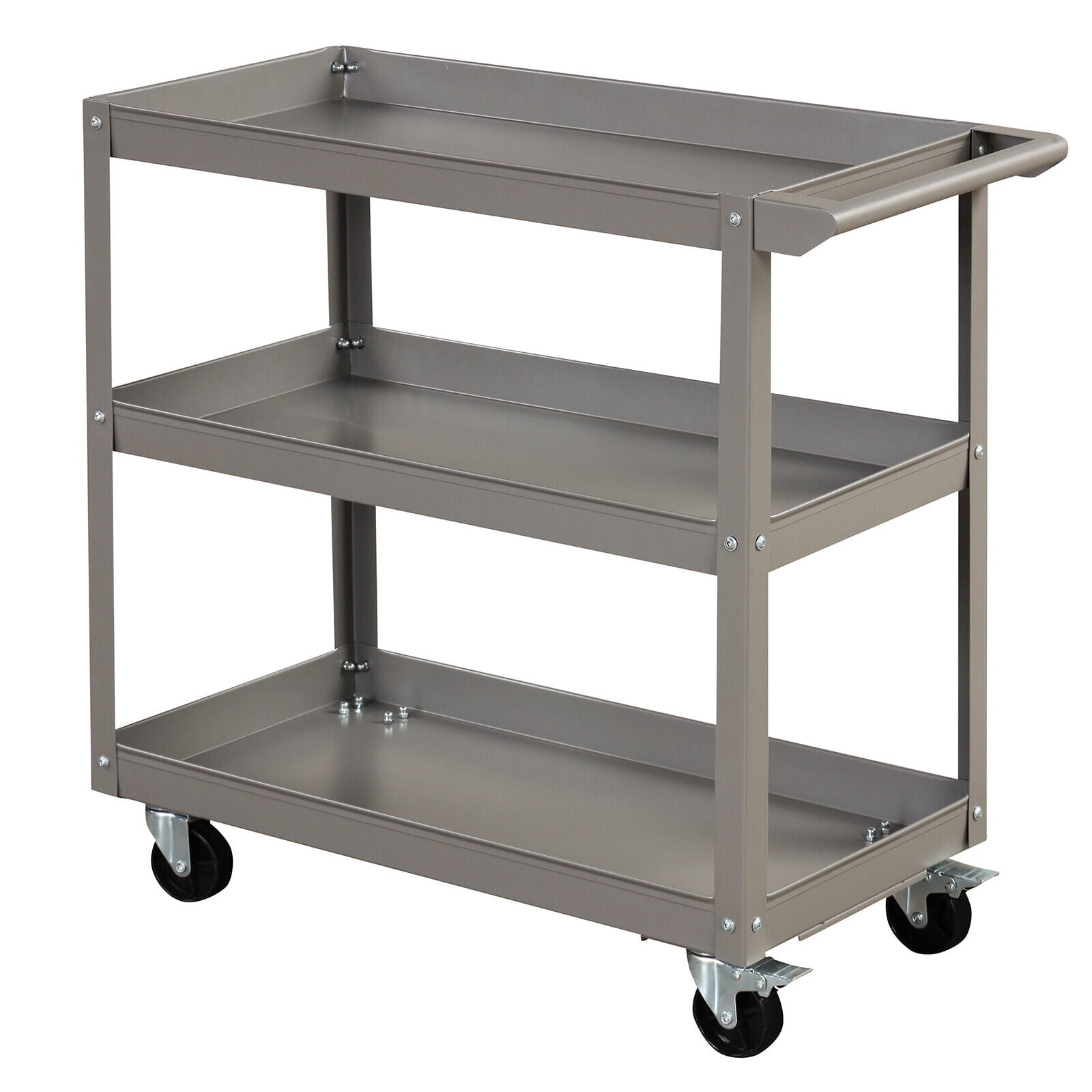 Vicamelia 3-Tier Rolling Metal Utility Cart with Lockable Wheels 400lbs ...