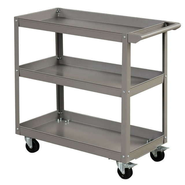 Vicamelia 3-Tier Rolling Metal Utility Cart with Lockable Wheels 400lbs ...