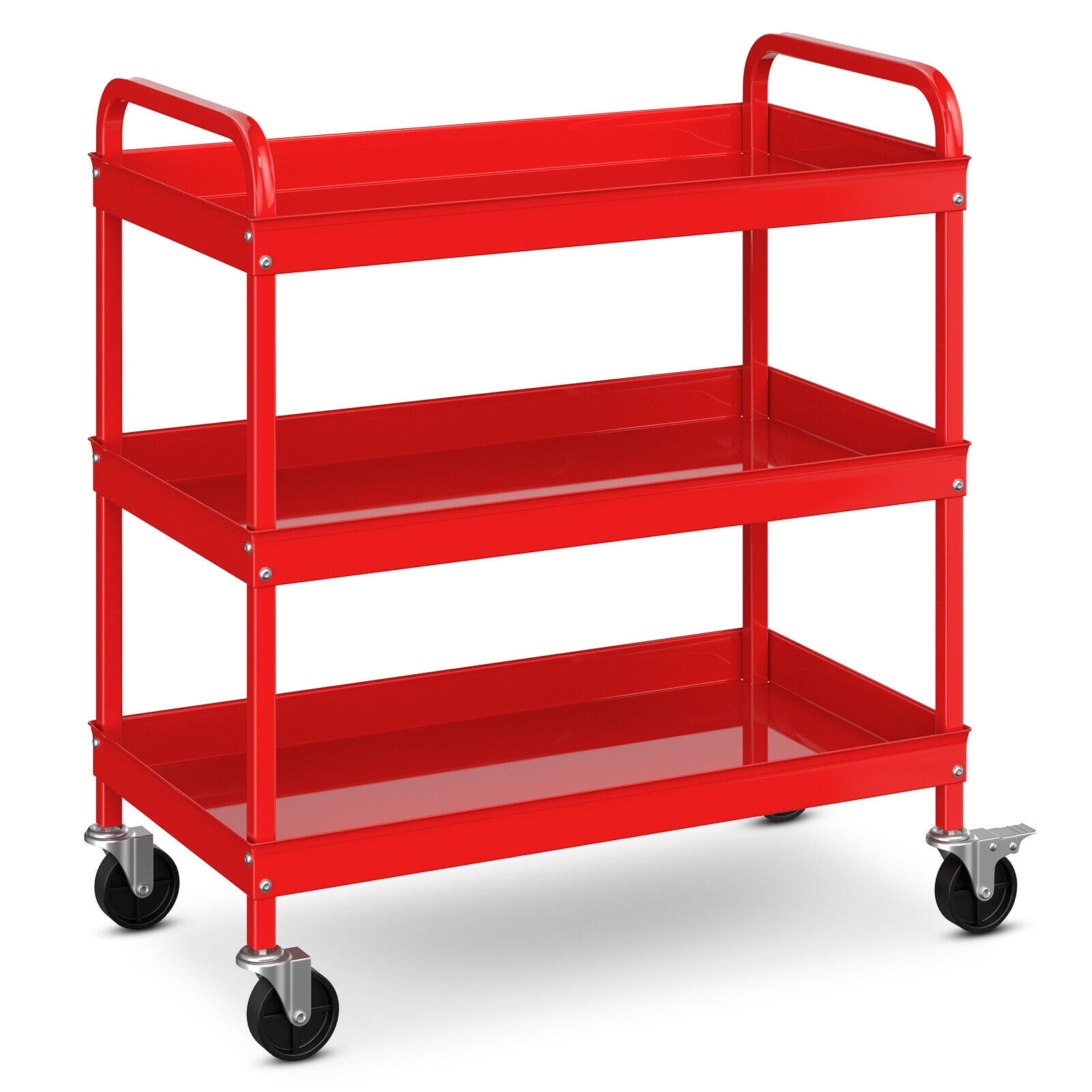 Vicamelia 3-Tier Rolling Metal Utility Cart with Lockable Wheels 400lbs ...