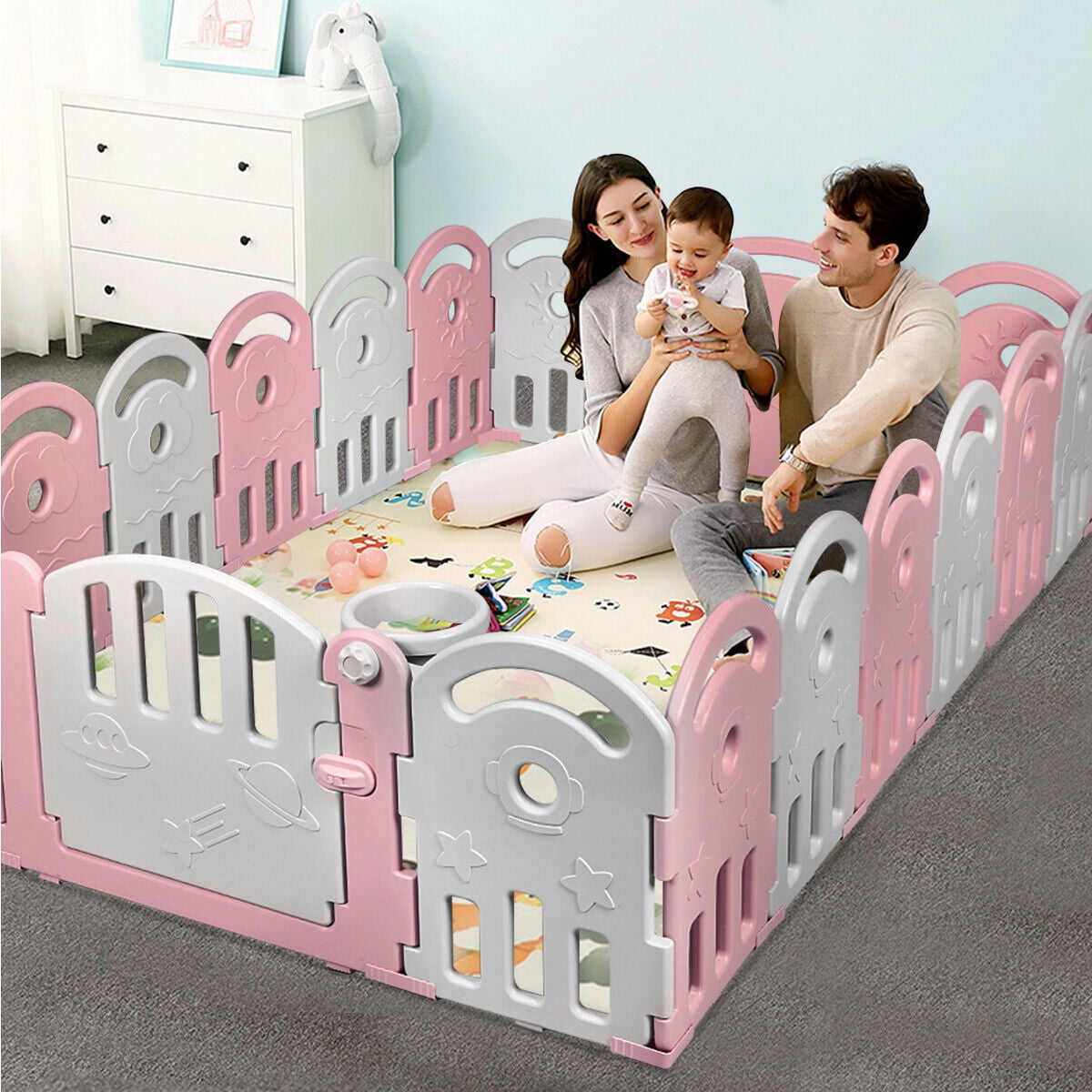 Vicamelia Foldable Baby Playpen 16 Panel Kids Safety Activity Center ...