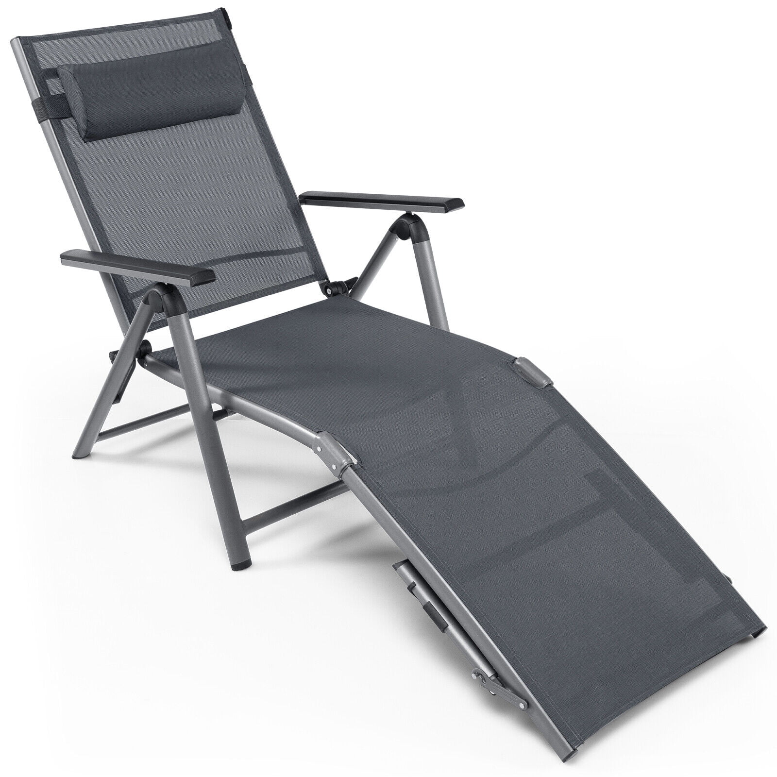 Vicamelia Folding Aluminum Lounge Chair, Patio Chaise with Adjustable ...