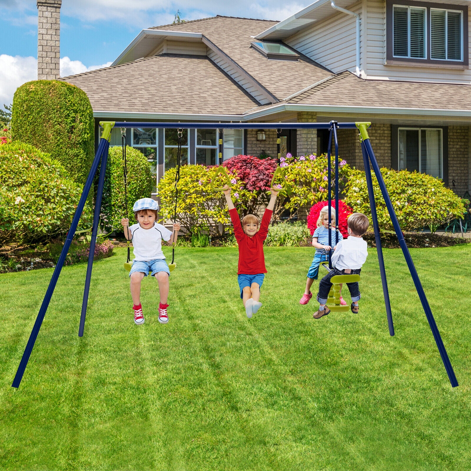 Vicamelia Heavy Duty Metal Swing Frame 2 Seat Glider 440 lbs Kids Swing ...
