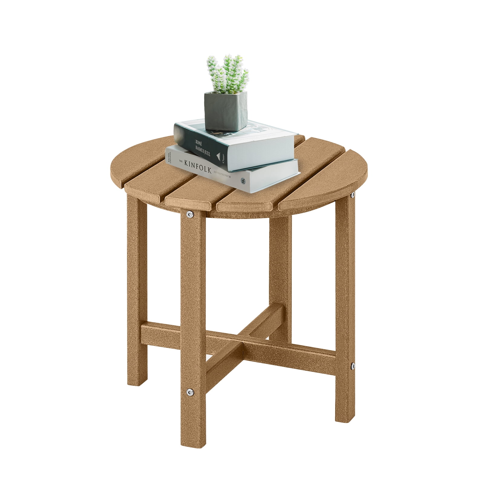 Vicamelia Outdoor Side Table, Small Round Table, Weather-Resistant HDPE ...