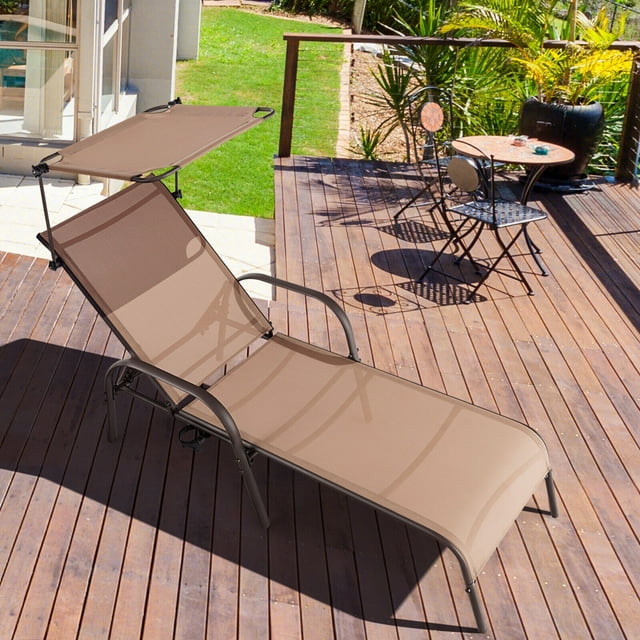 Vicamelia Patio Heavy-Duty Chaise Lounge, 5-Level Adjustable Backrest ...
