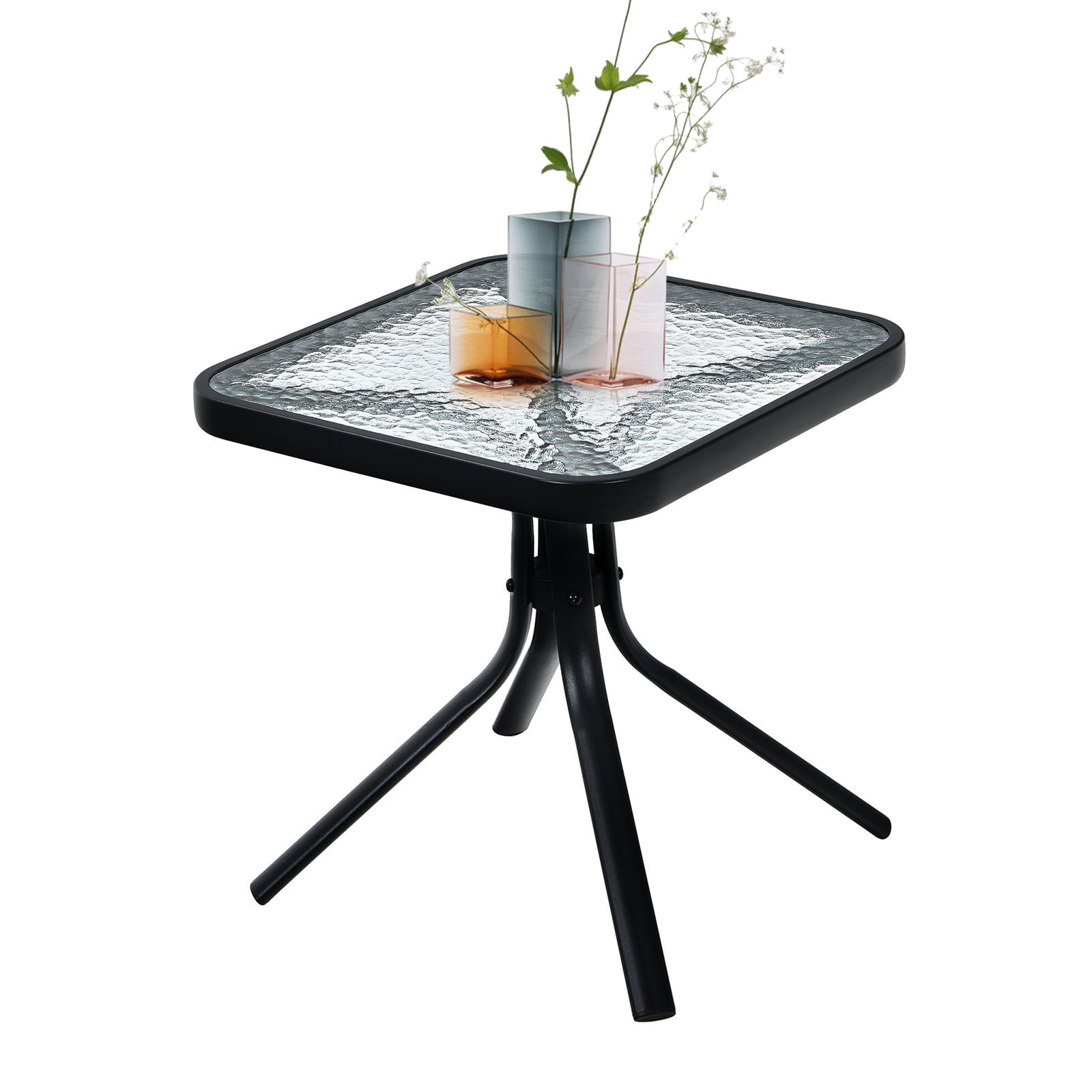 Vicamelia Patio Side Table, Outdoor Square End Table with Tempered ...