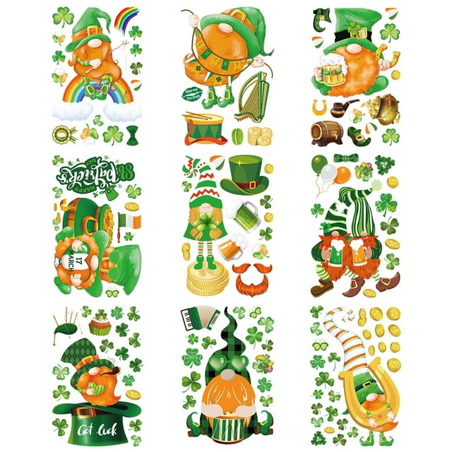 Vicbovo Irish Day Luckys Clovers Electrostatic Paste Window Glass Door Holy Pascals Day