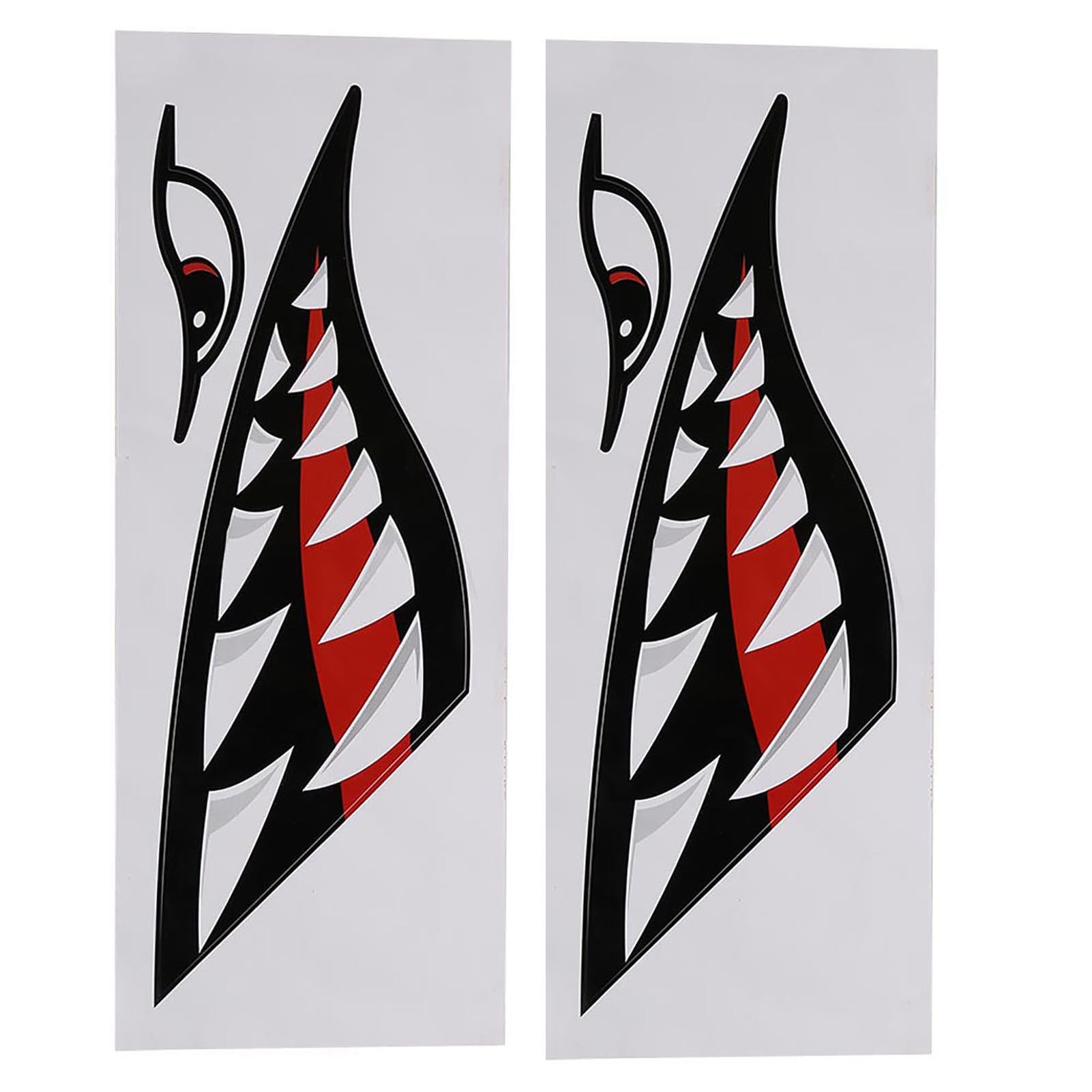 Viccilley Shark Teeth Mouth Stickers 2PCS Waterproof DIY Funny Shark ...