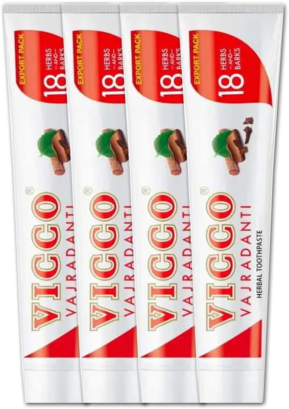 Vicco Vajradanti Herbal Toothpaste 18 Herbs and Barks - Pack of 4 (200g ...