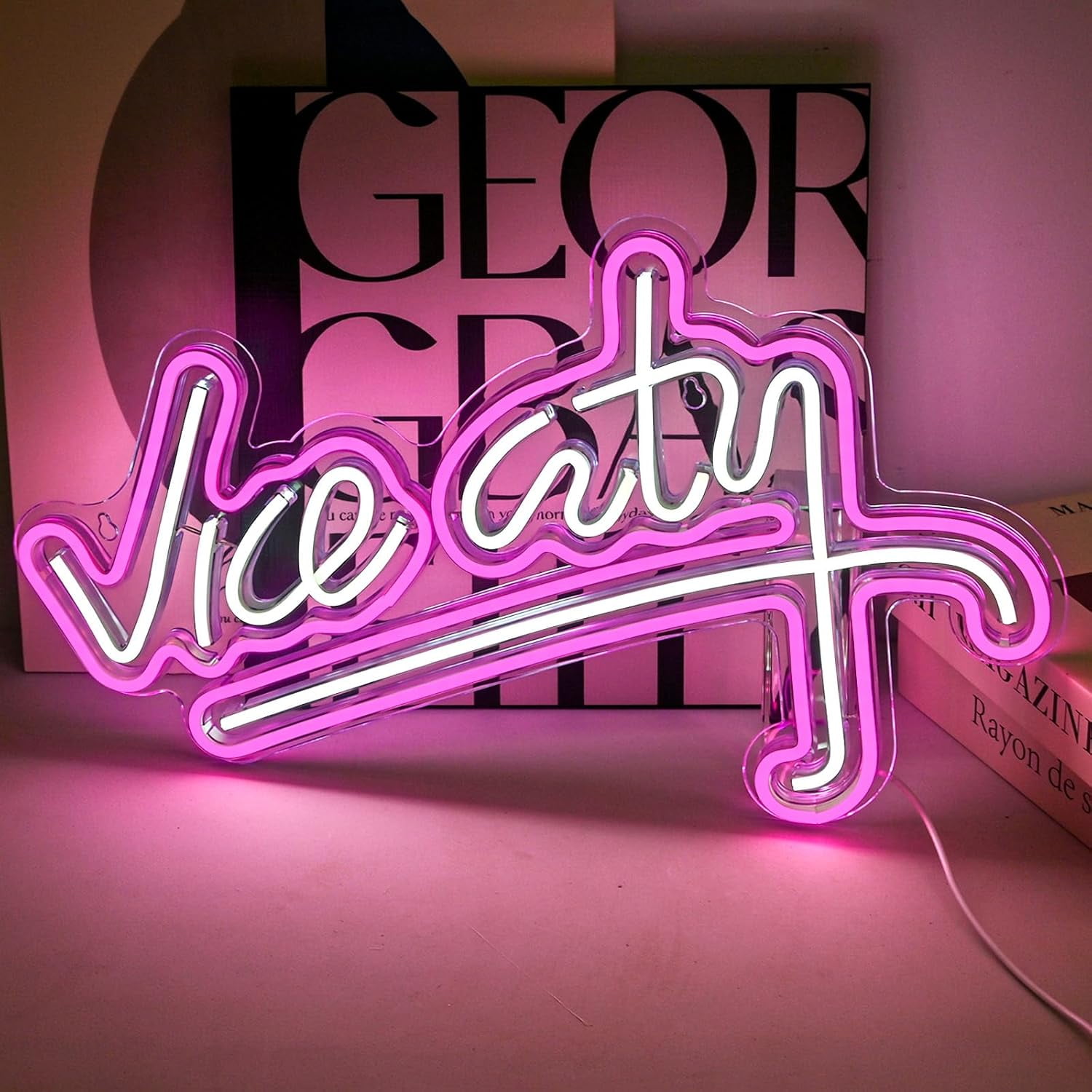 Vice City Neon Sign Pink Led Sign for Bedroom Wall Decor USB Powered ...