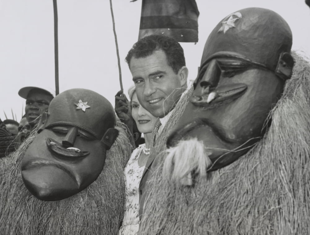 Vice President Richard Nixon Standing Among Liberian Dancers ...