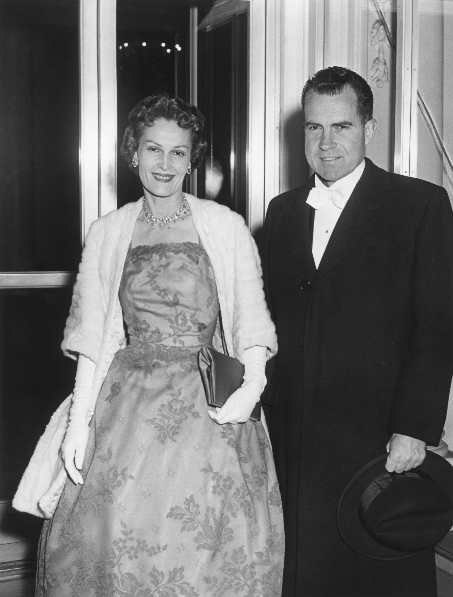 Vice President Richard Nixon With Wife Patricia Arriving At A State ...