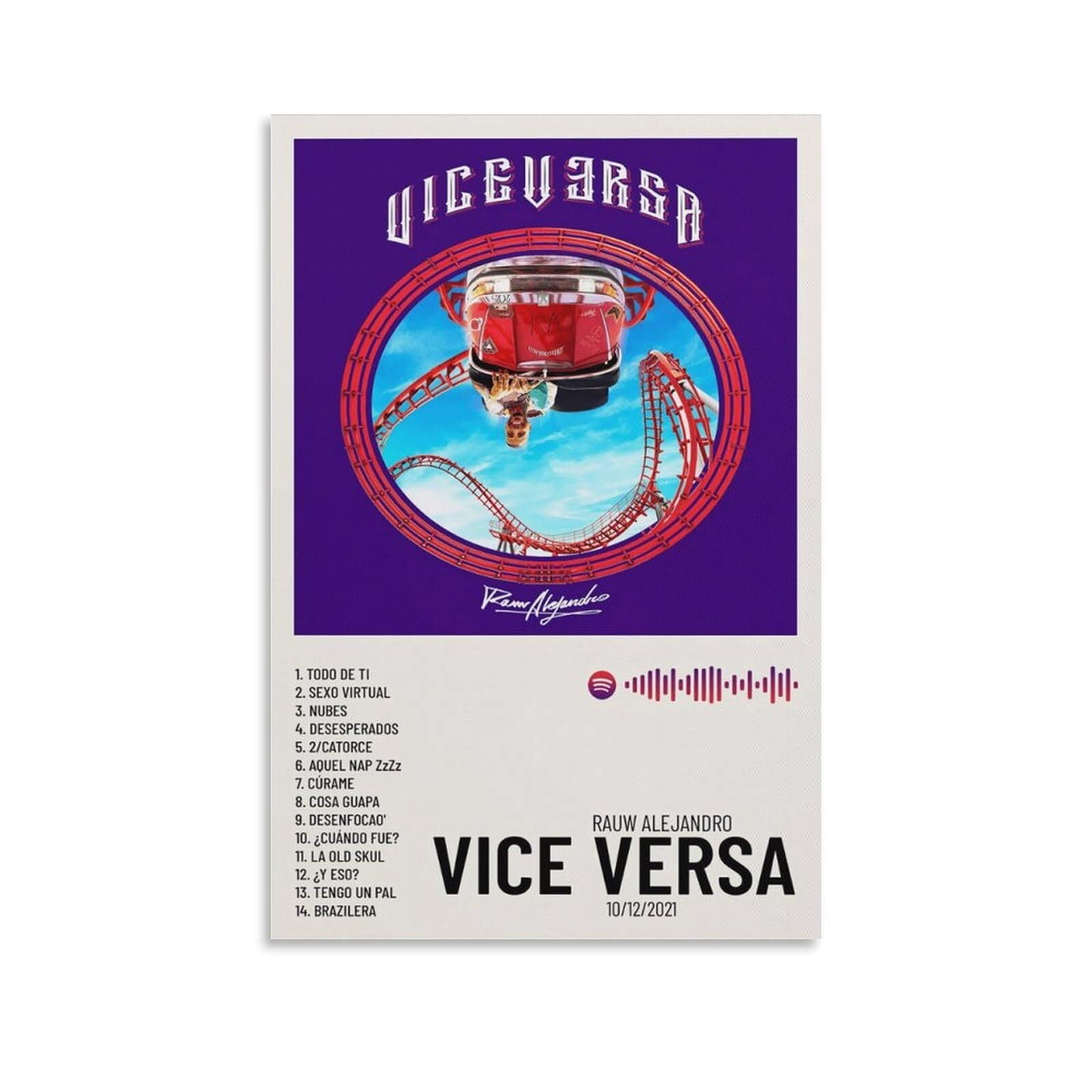 Vice Versa By Rauw Alejandro Album Cover Canvas Poster Print Music ...
