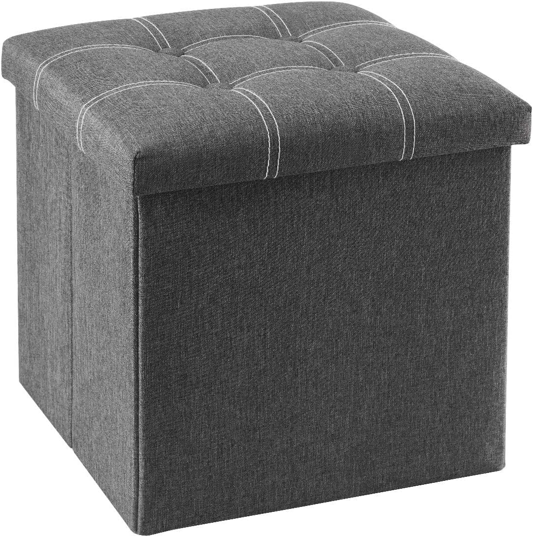 Vichaxan Foldable Ottoman Pouf Stool with Spongy Cushioning Inbuilt ...