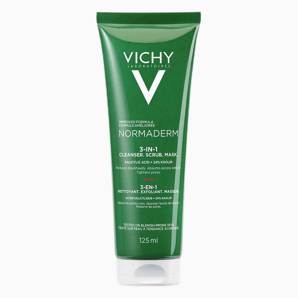 Vichy Normaderm 3-In-1 Scrub, Cleanser & Mask for Acne Prone & Sensitive Skin, 125ml/4.23oz ...