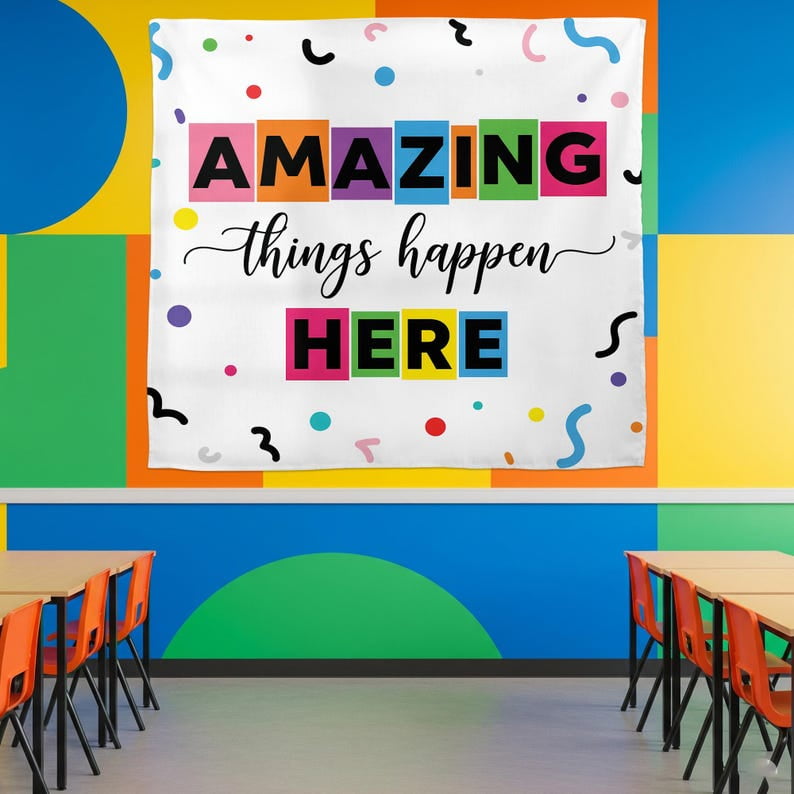 ViciArt Amazing Things Happen Here Classroom Tapestry – 40"x60 ...