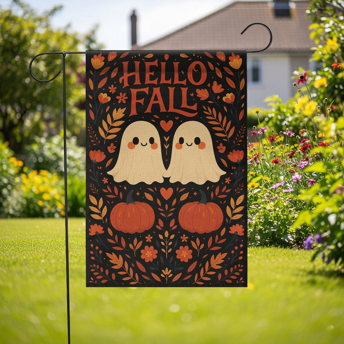 ViciArt Cute Ghosts Garden Flag – 12”x18” Hello Fall Outdoor Decor ...