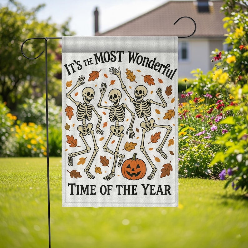 ViciArt Dancing Skeletons Garden Flag – 36”x60” Funny Halloween Yard ...