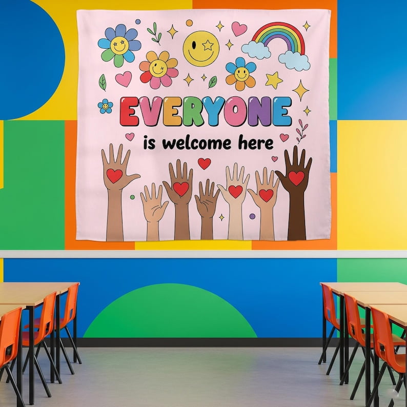 ViciArt Everyone Is Welcome Here Classroom Tapestry – 30"x40" Polyester ...