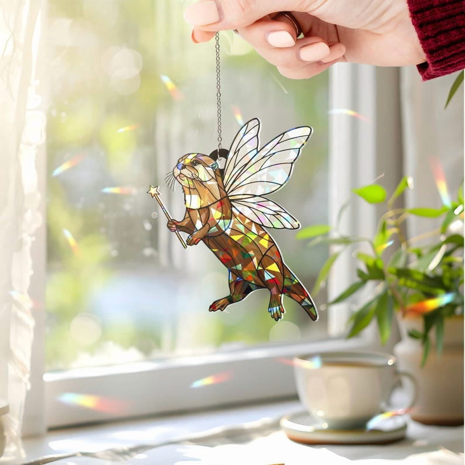 ViciArt Fairy Otter Acrylic Window Hanging – 9" Holographic Suncatcher ...