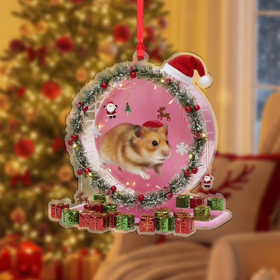 ViciArt Hamster Christmas Ornament, 3mm Acrylic or Wood, Santa Hat ...