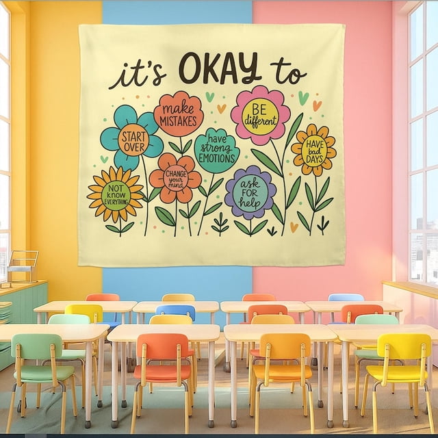ViciArt It’s Okay To Wall Tapestry – 40"x60" Polyester Positive Mental ...