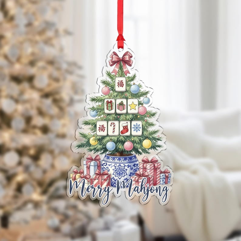 ViciArt Mahjong Christmas Ornament – Gamer Holiday Tree Decor, Mahjong ...