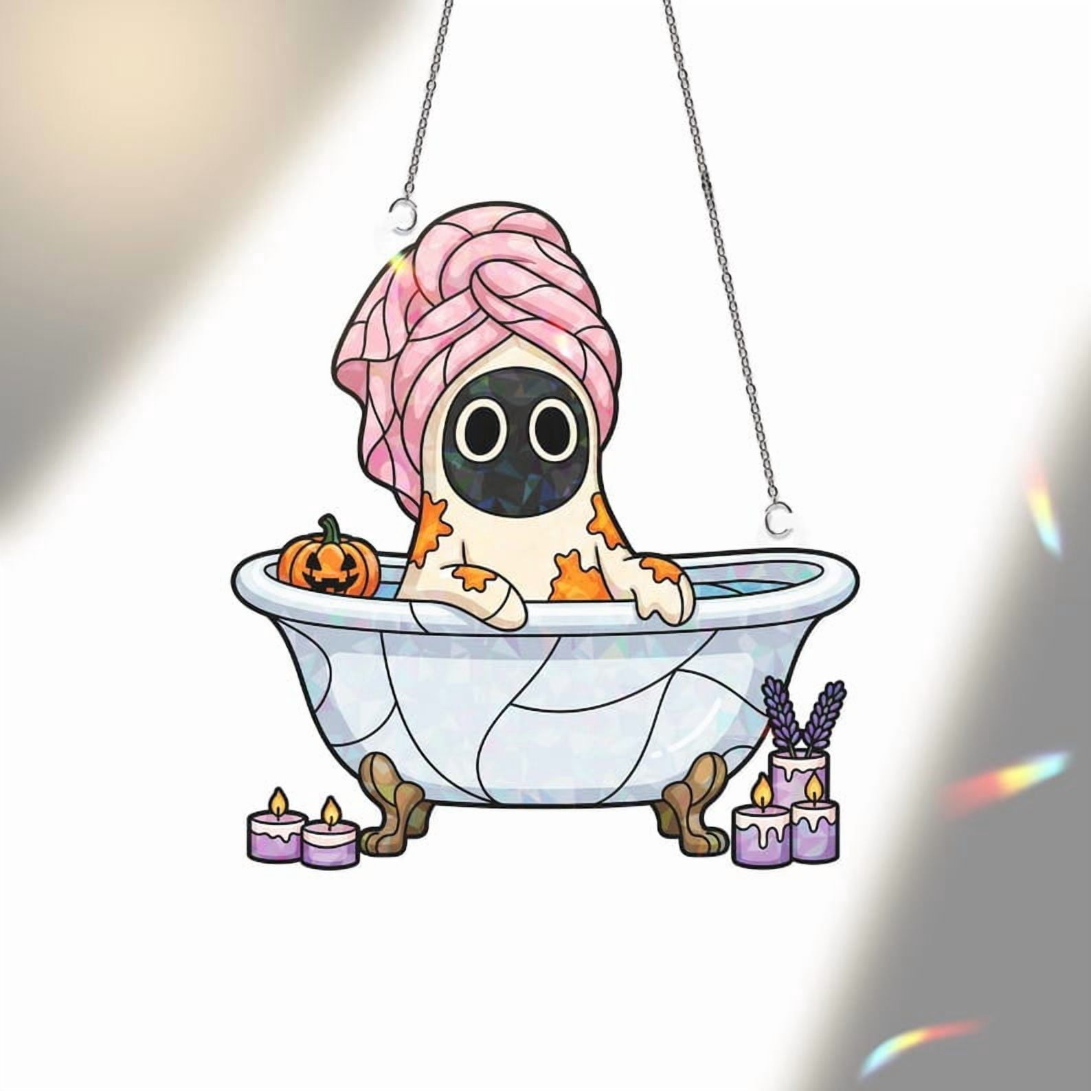 ViciArt Spooky Ghost Bathtub Acrylic Suncatcher, 4” Halloween Window ...