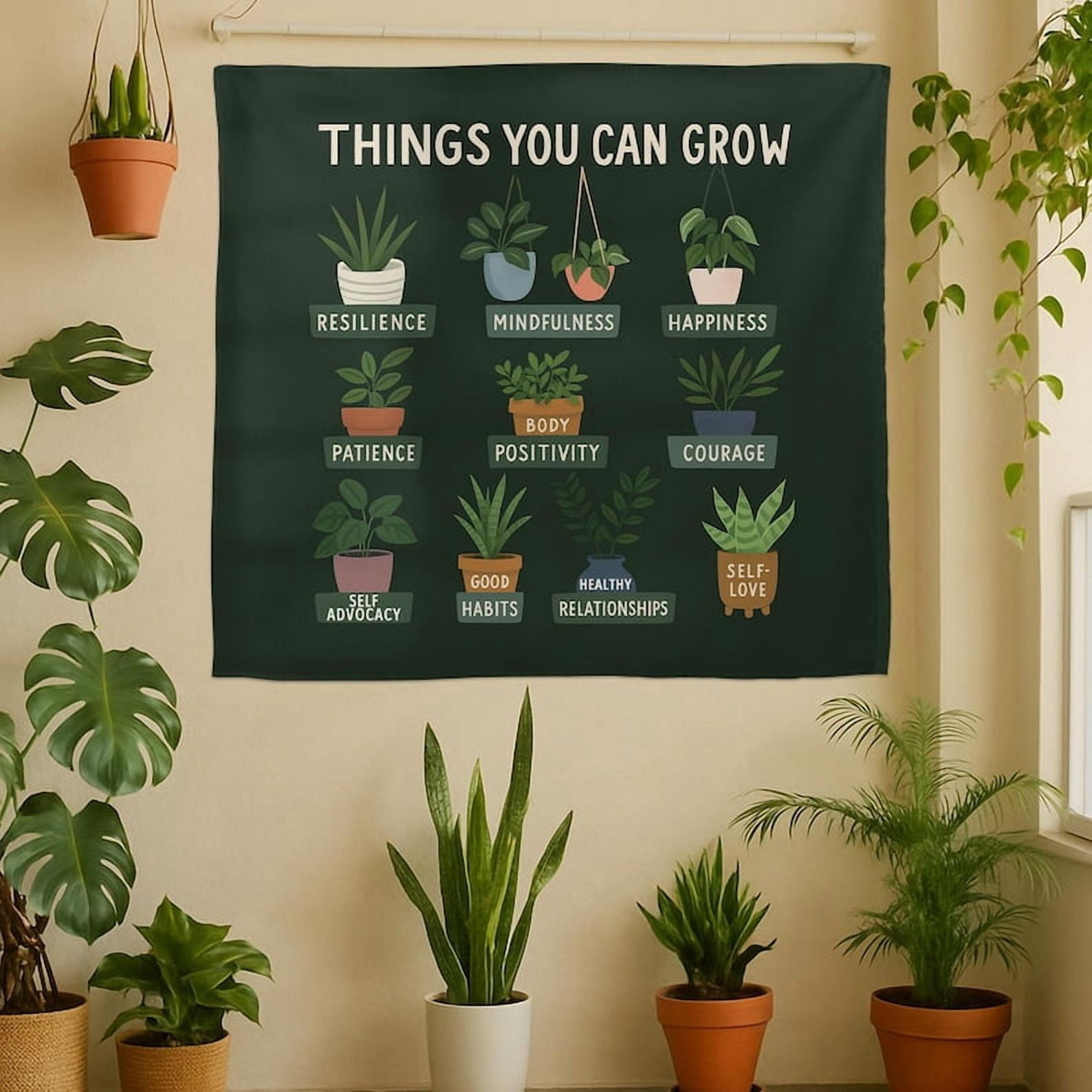 ViciArt Things You Can Grow Tapestry – 30"x40" Dark Green Polyester ...