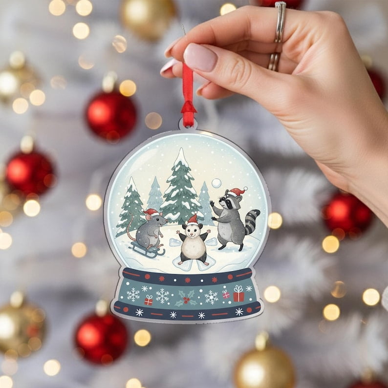 ViciArt Woodland Animal Snow Globe Christmas Ornament, 3mm Acrylic or ...