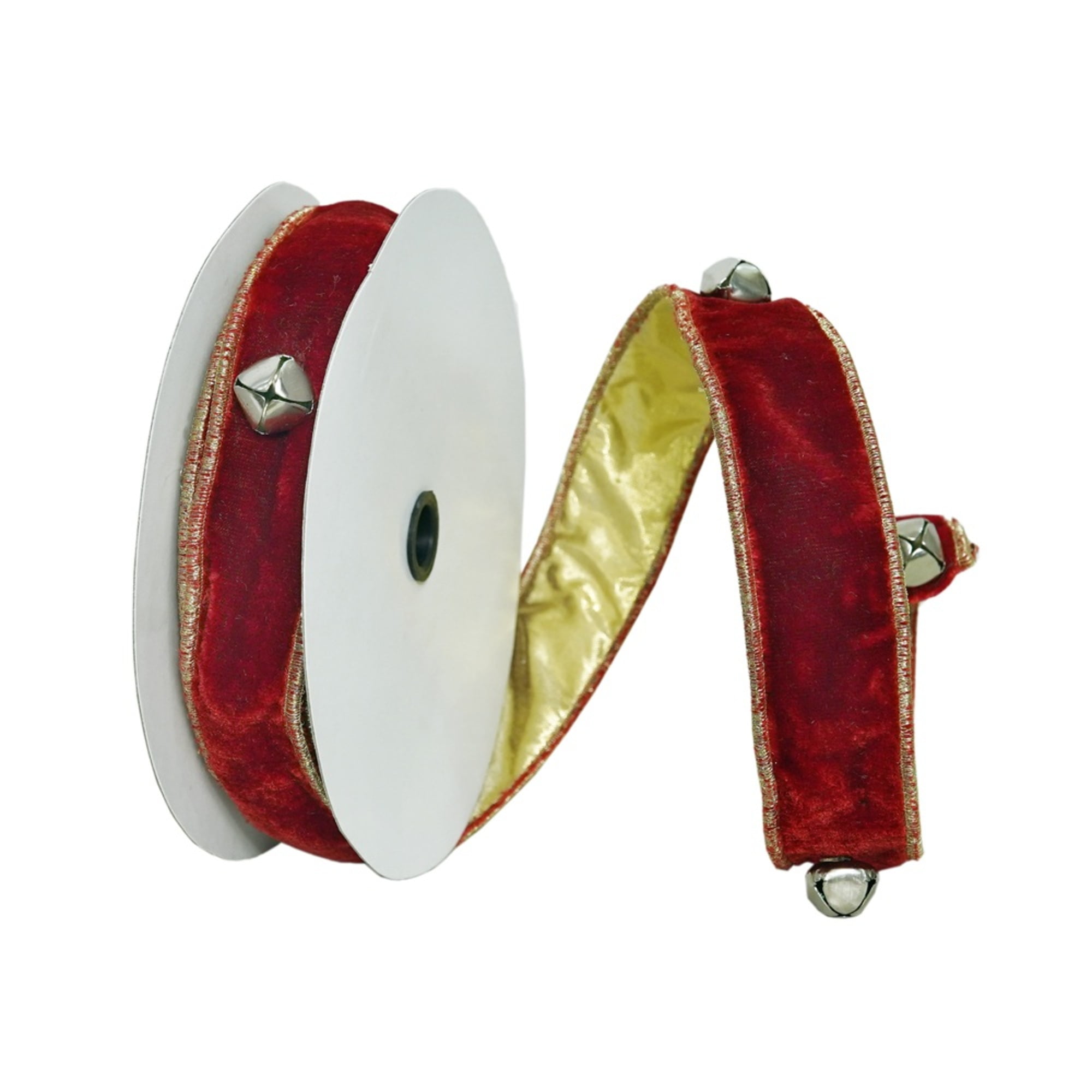 Vickerman 1.5" x 10 yd Red Jingle Bells Wired Edge Christmas Ribbon ...