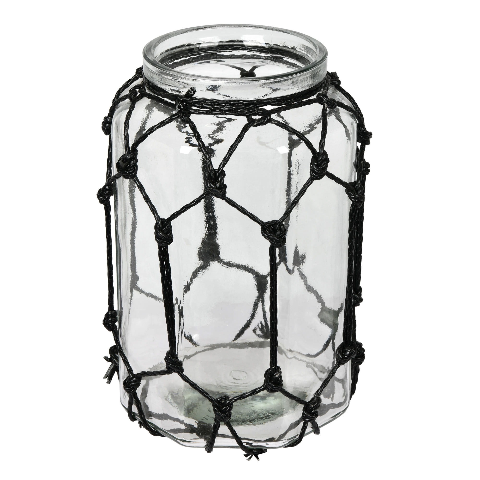 Vickerman 10.3" Glass Jar with Black Rope. This glass jar measures ...