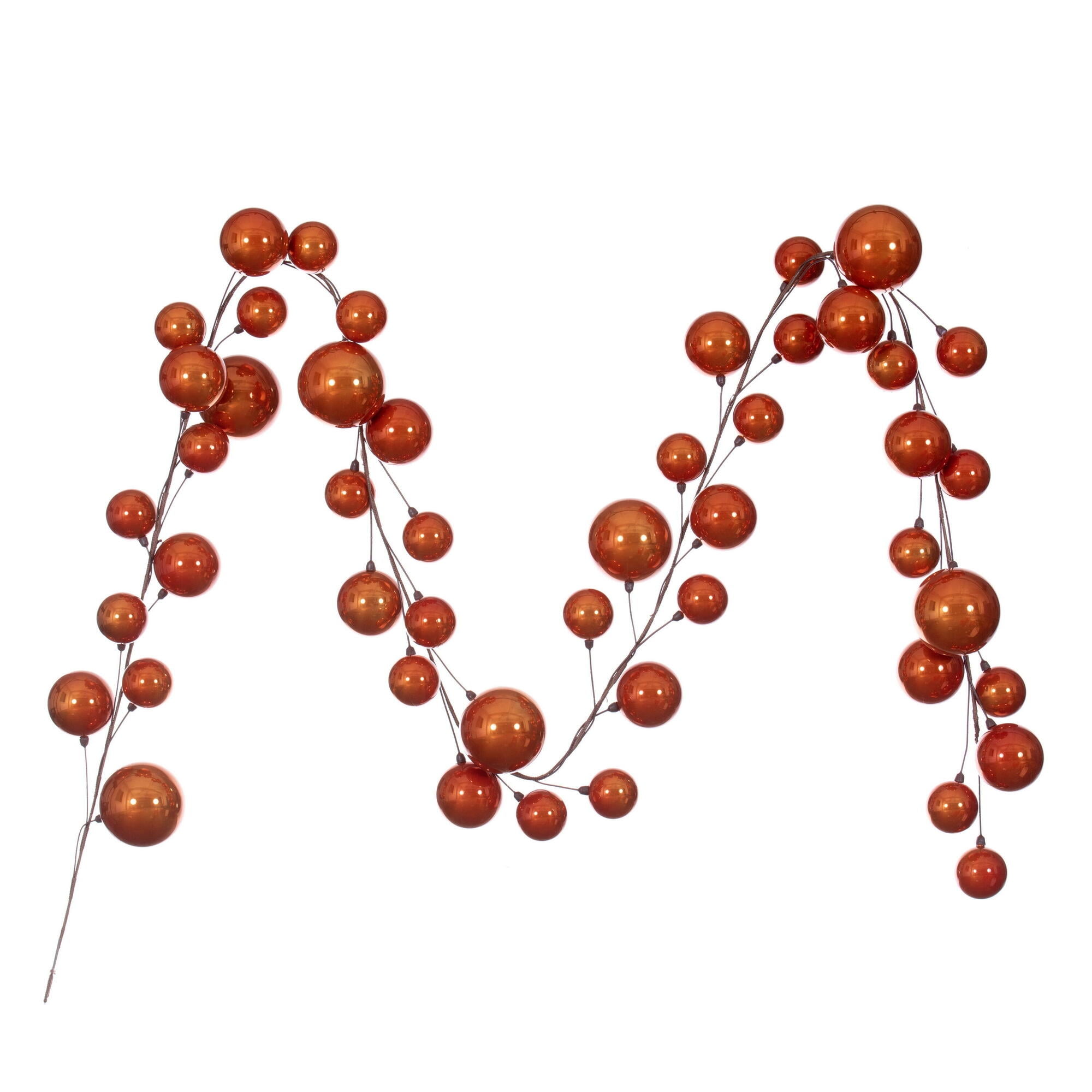 Vickerman 10' Burnished Orange Pearl Branch Ball Wire Garland ...