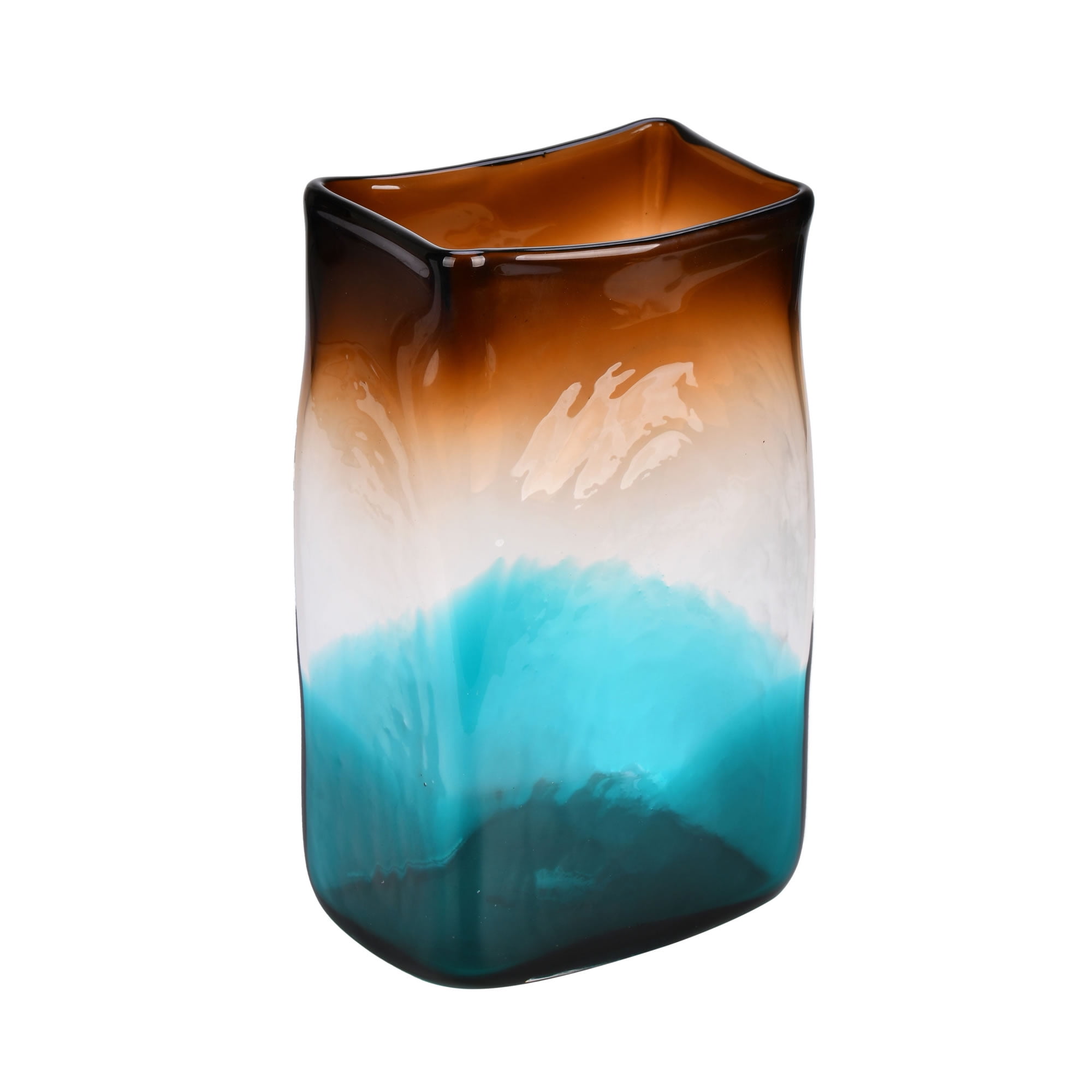 Vickerman 10" Burnt Sienna Rectangle Glass Vase. This vase features a ...