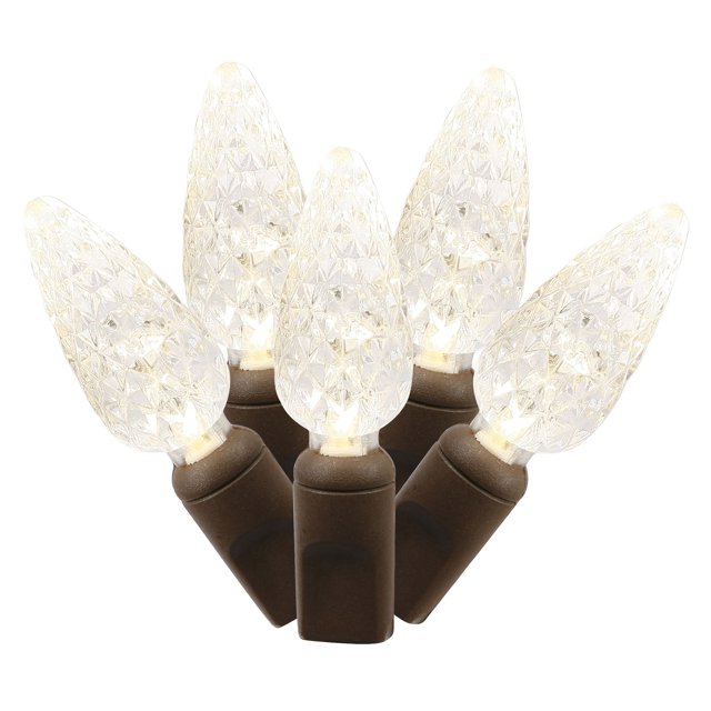 Vickerman 100 Warm White C6 LED Light on Brown Wire, 34' Christmas ...