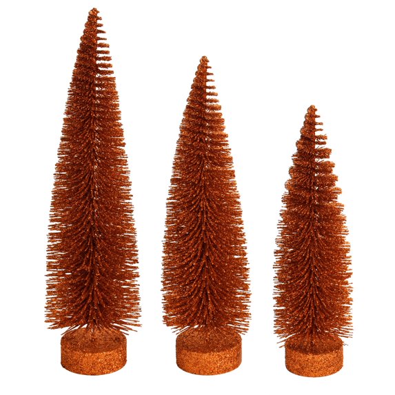 Vickerman 12"-14"-16" Burnished Orange Glitter Oval Pine Artificial ...
