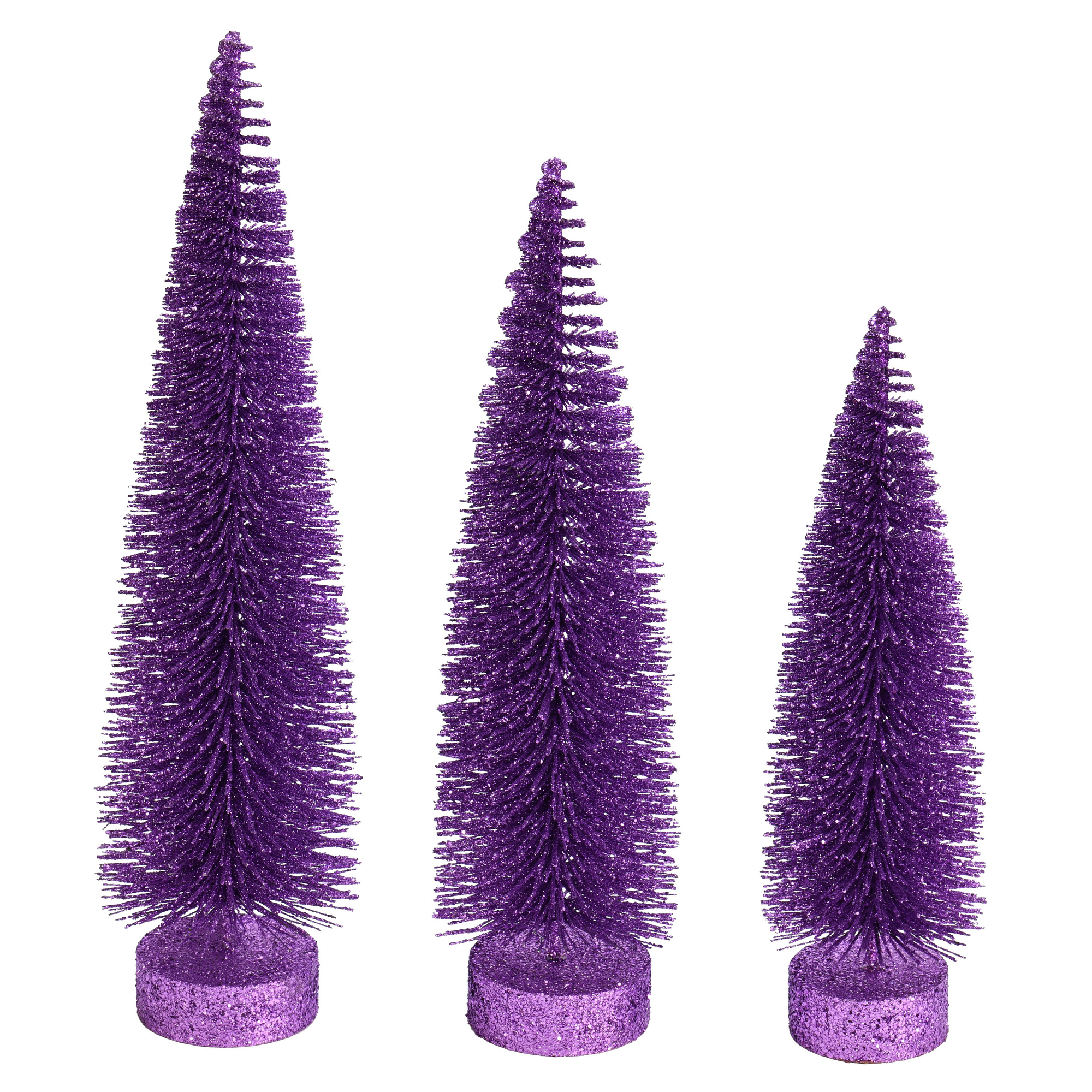 Vickerman 12"-14"-16" Lavender Glitter Oval Pine Artificial Christmas ...