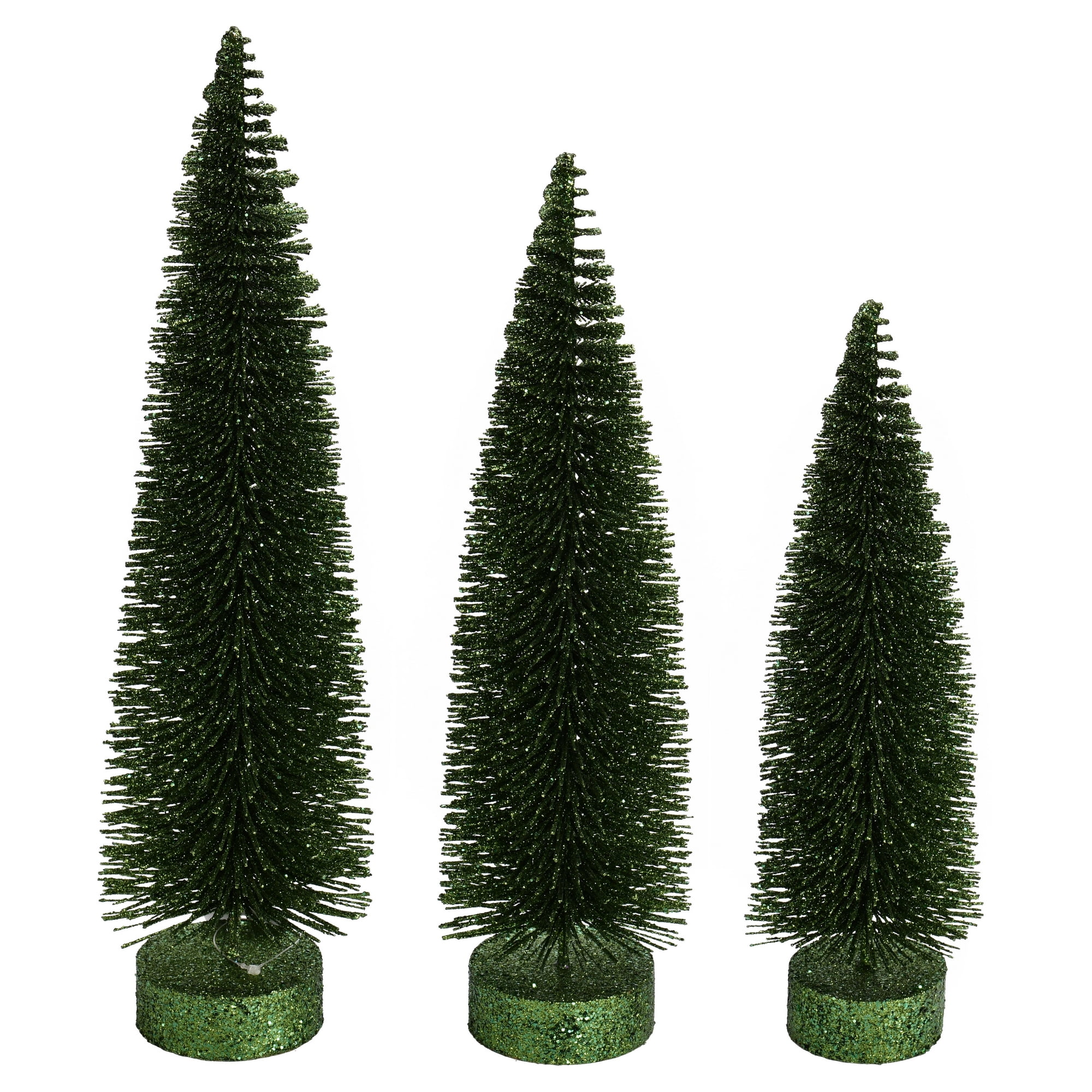 Vickerman 12"-14"-16" Moss Green Glitter Oval Pine Artificial Christmas ...