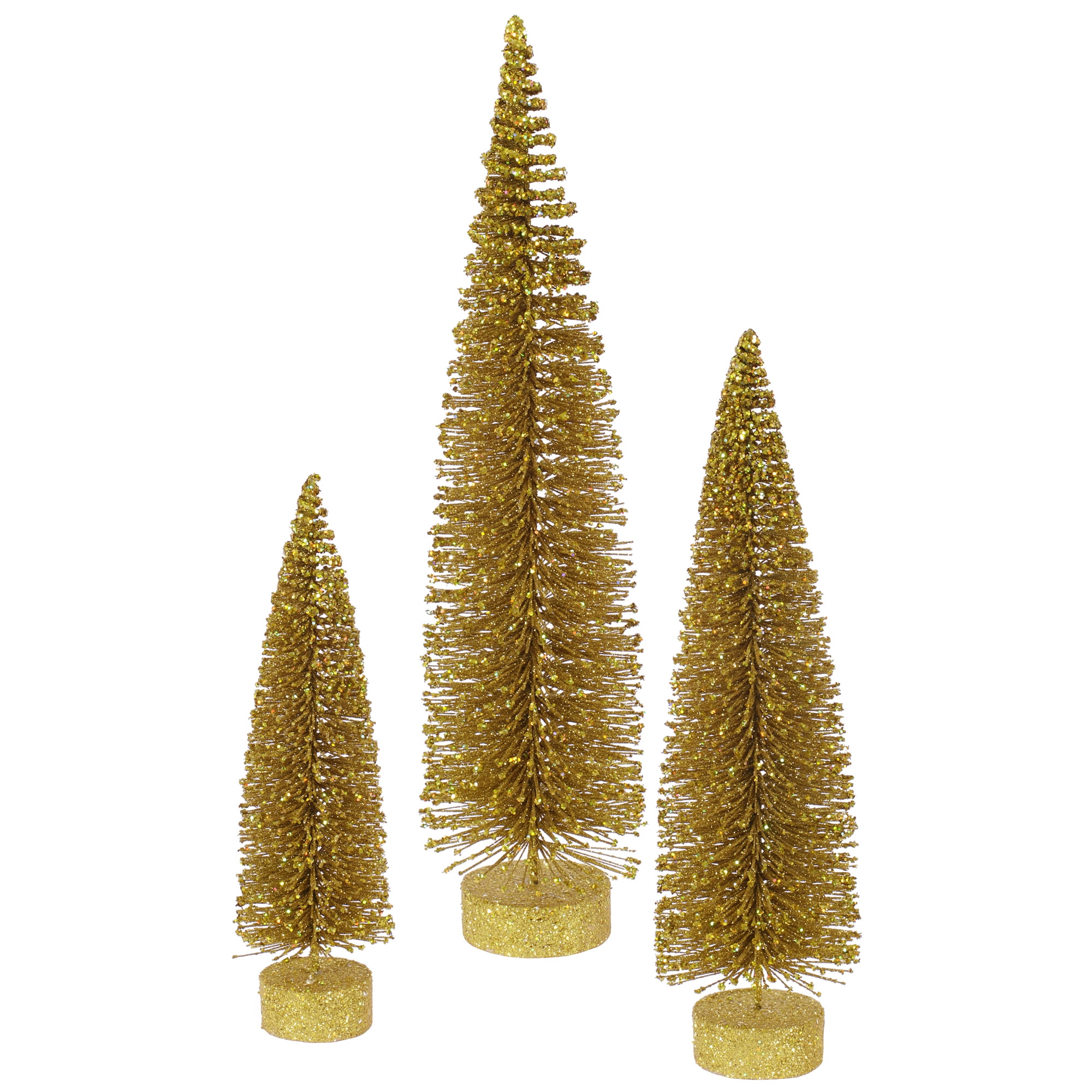 Vickerman 12"/16"/20" Gold Glitter Oval Artificial Christmas Tree ...