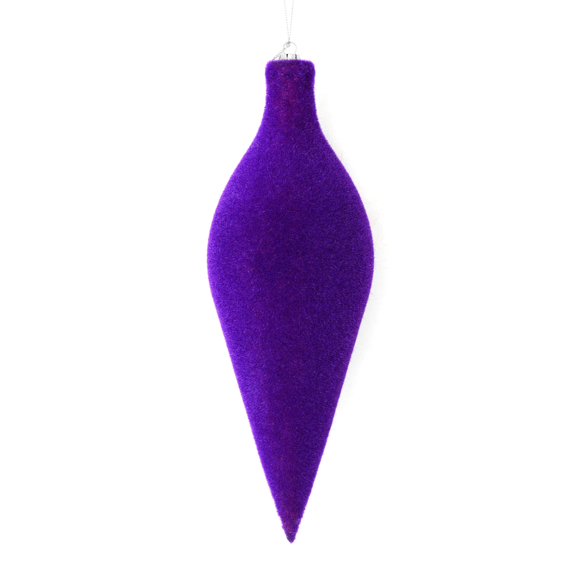 Vickerman 12" Purple Flocked Oval Finial Ornament. This ornament has a ...