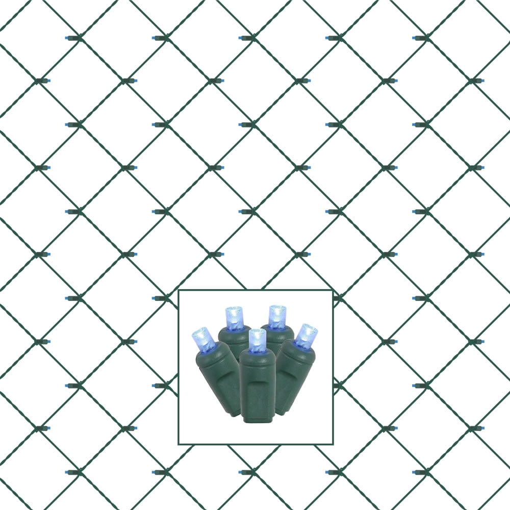 Vickerman 120 Blue Wide Angle LED Net Christmas Net Light Set, Green ...