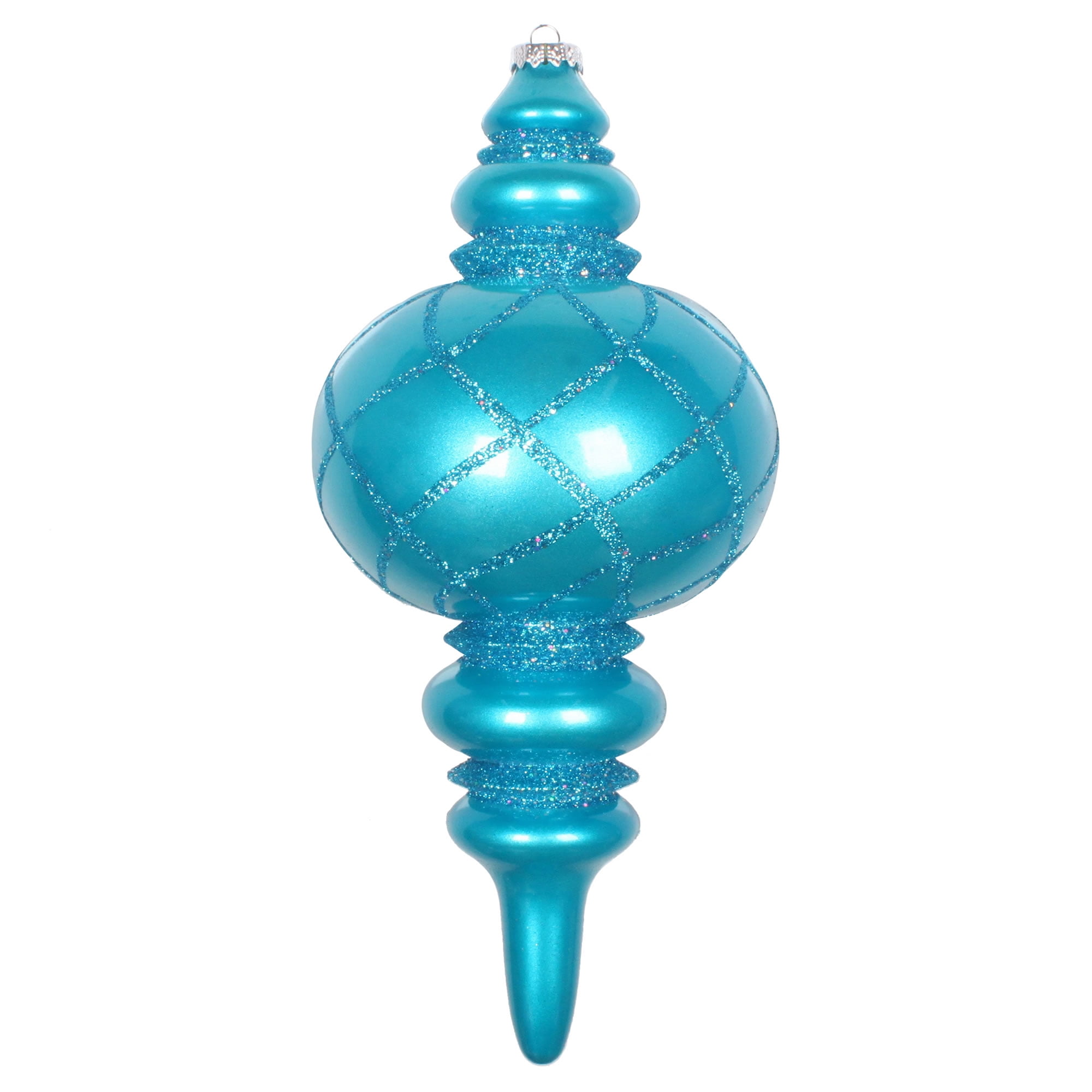 Vickerman 13" Turquoise Candy Finish Net Top Finial Ornament with ...