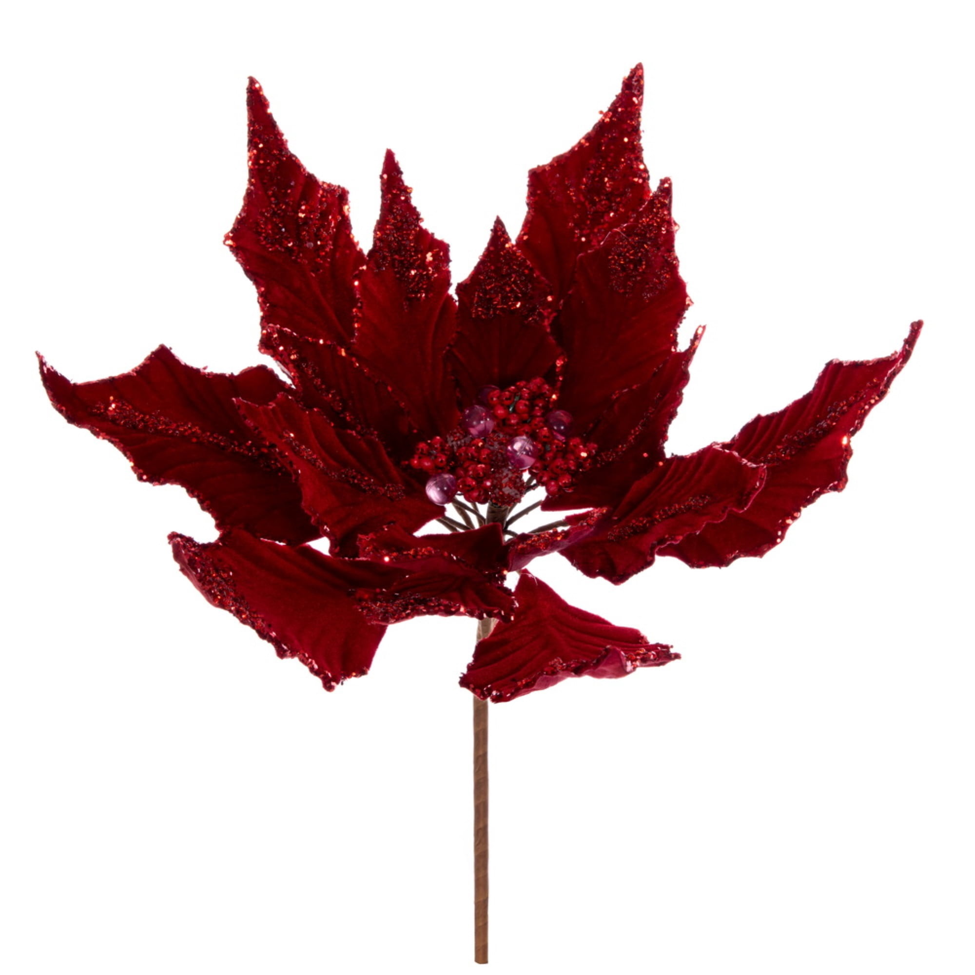 Vickerman 14" Artificial Red Double Sided Velvet Poinsettia Christmas ...