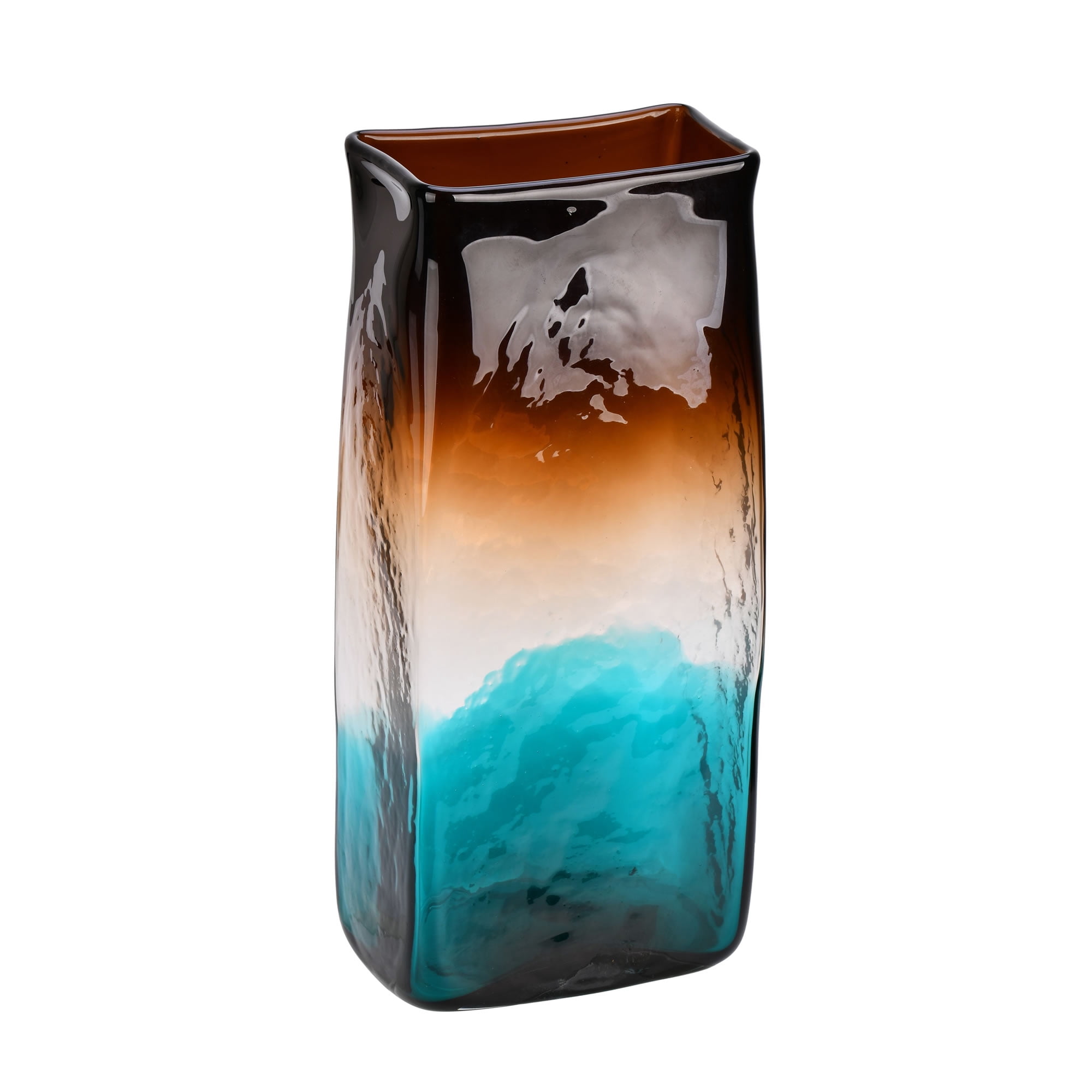 Vickerman 14" Burnt Sienna Rectangle Glass Vase. This vase features a ...