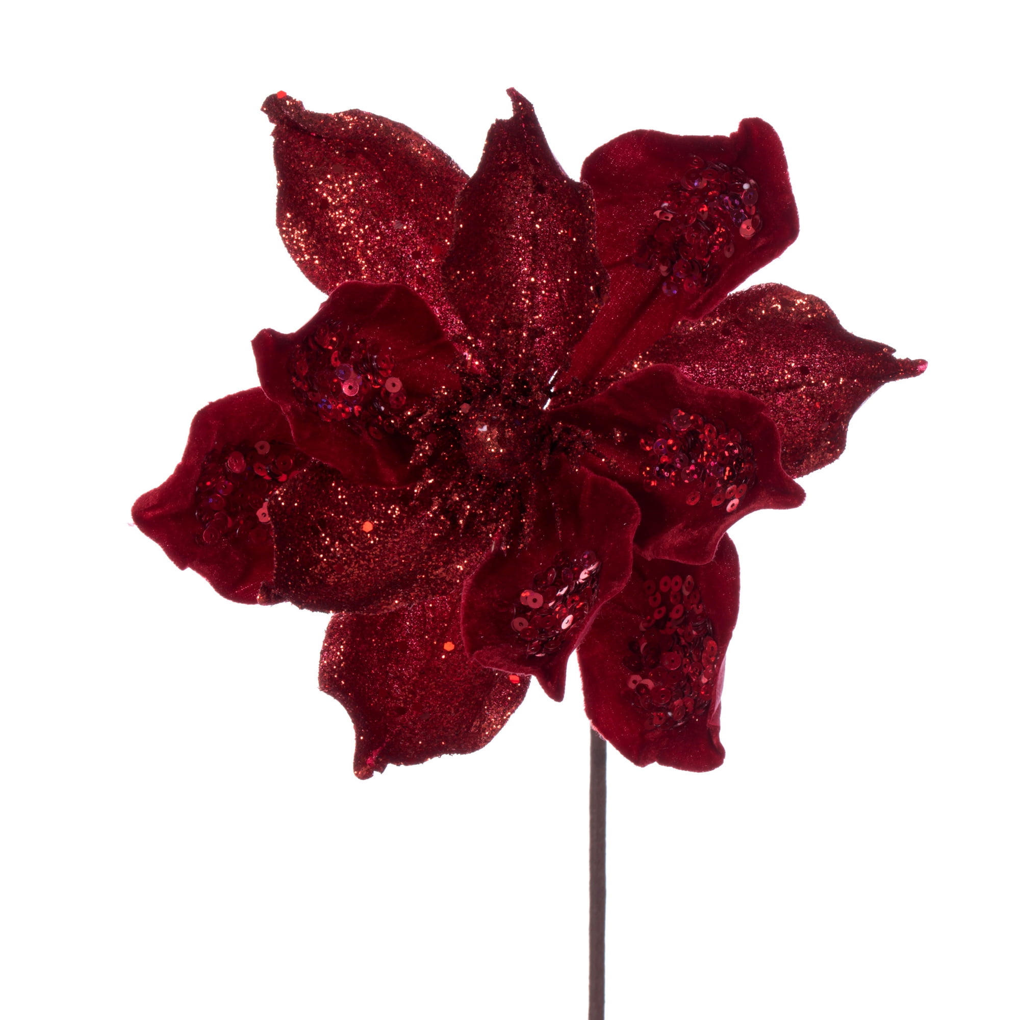 Vickerman 15" Artificial Red Deluxe Magnolia Christmas Stem, 8" Flower ...